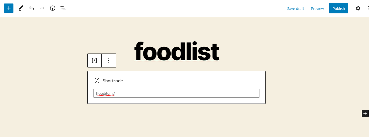 Add food items – Documentation
