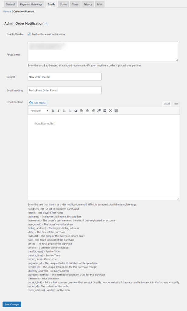 Settings & Options – Documentation